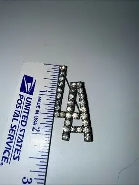 Accessories | Rhinestone La Letter Pin Brooch In Clear Crystal | Poshmark